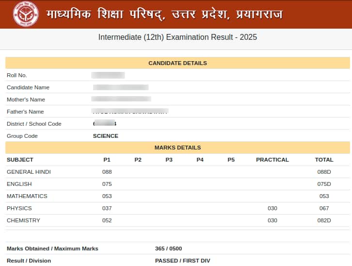 UP Board 12th Marksheet 2026, Download UPMSP Inter Marksheet 2026 Here